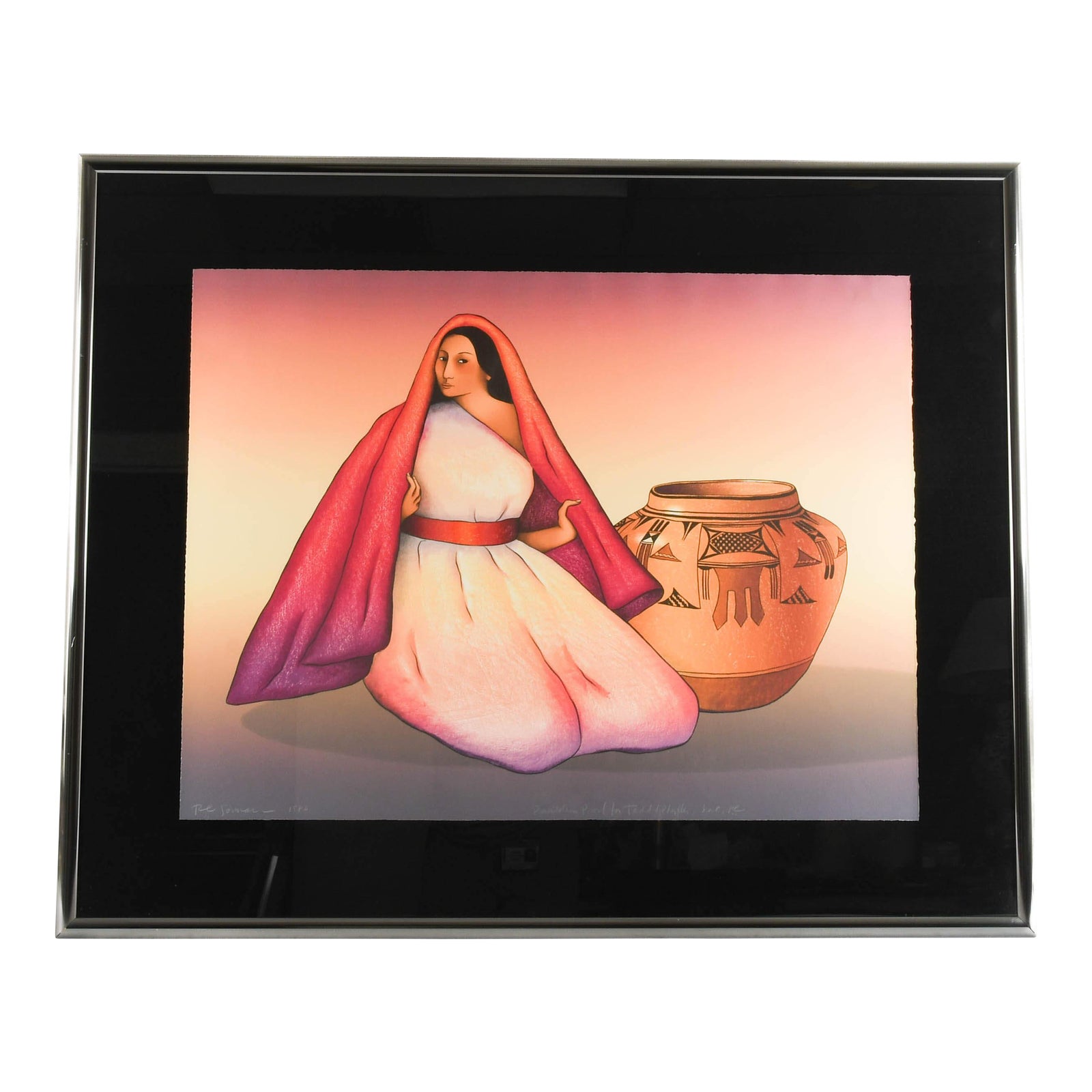 1980s Framed Signed R C Gorman Lithograph "Harvest Jar" | Chairish