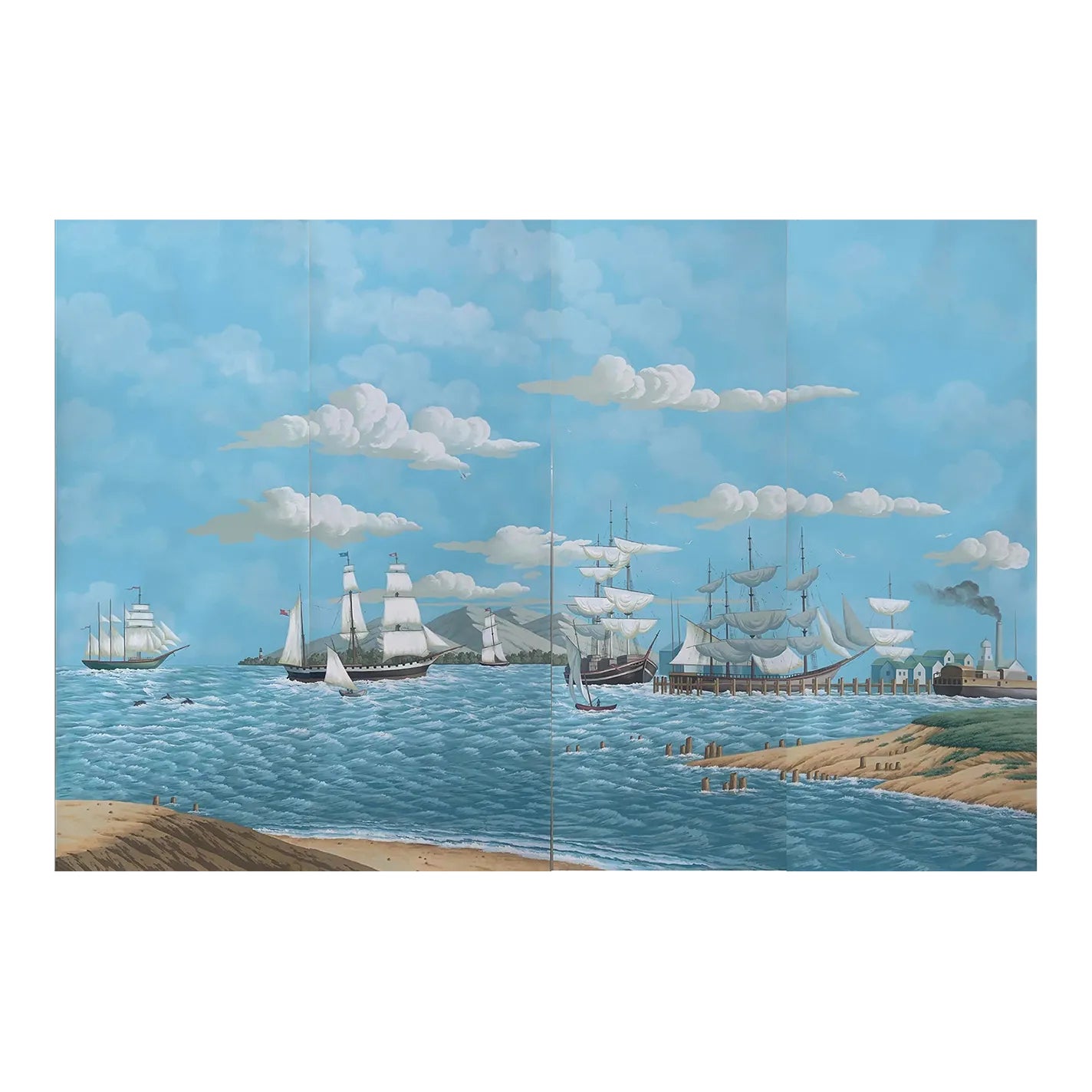 Panoramic Murals Hand Painted Wallpapers on Scenic Paper Panel - 4 ...