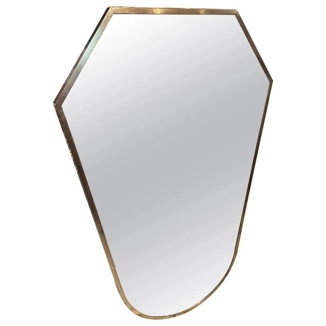 1950s Mid-Century Modern Giò Ponti Style Solid Brass Italian Wall Mirror | Chairish