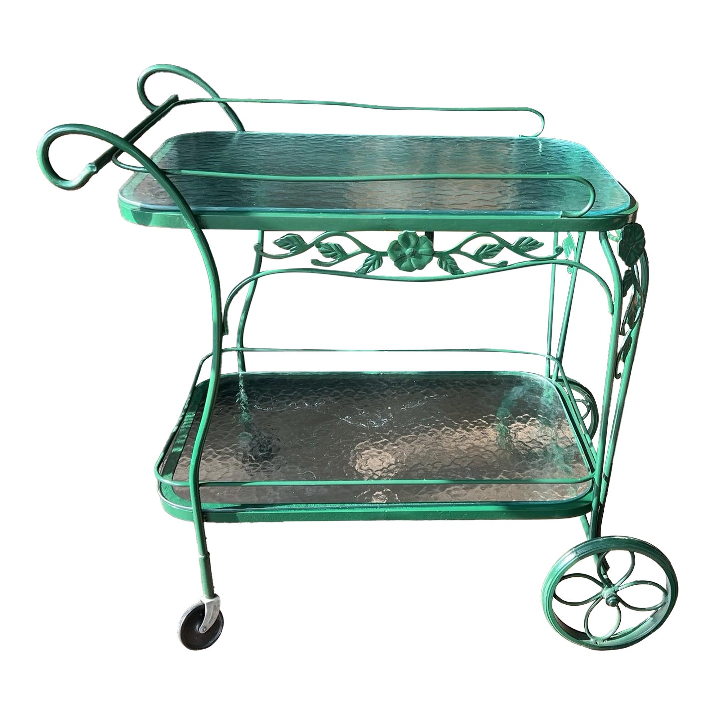 1960's Mid Century Green Lyon Shaw Wrought Iron Patio Garden Serving ...