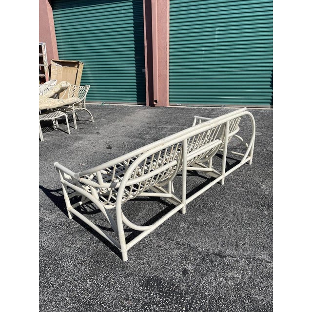 Mid Century True White Rattan Ficks Reed Gondola Style Sofa with ...