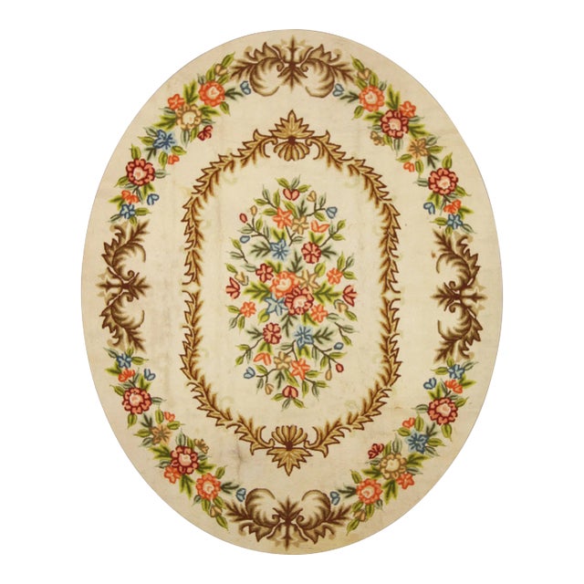 Antique Floral Hooked Oval Rug - 07'05 X 09'03 | Chairish