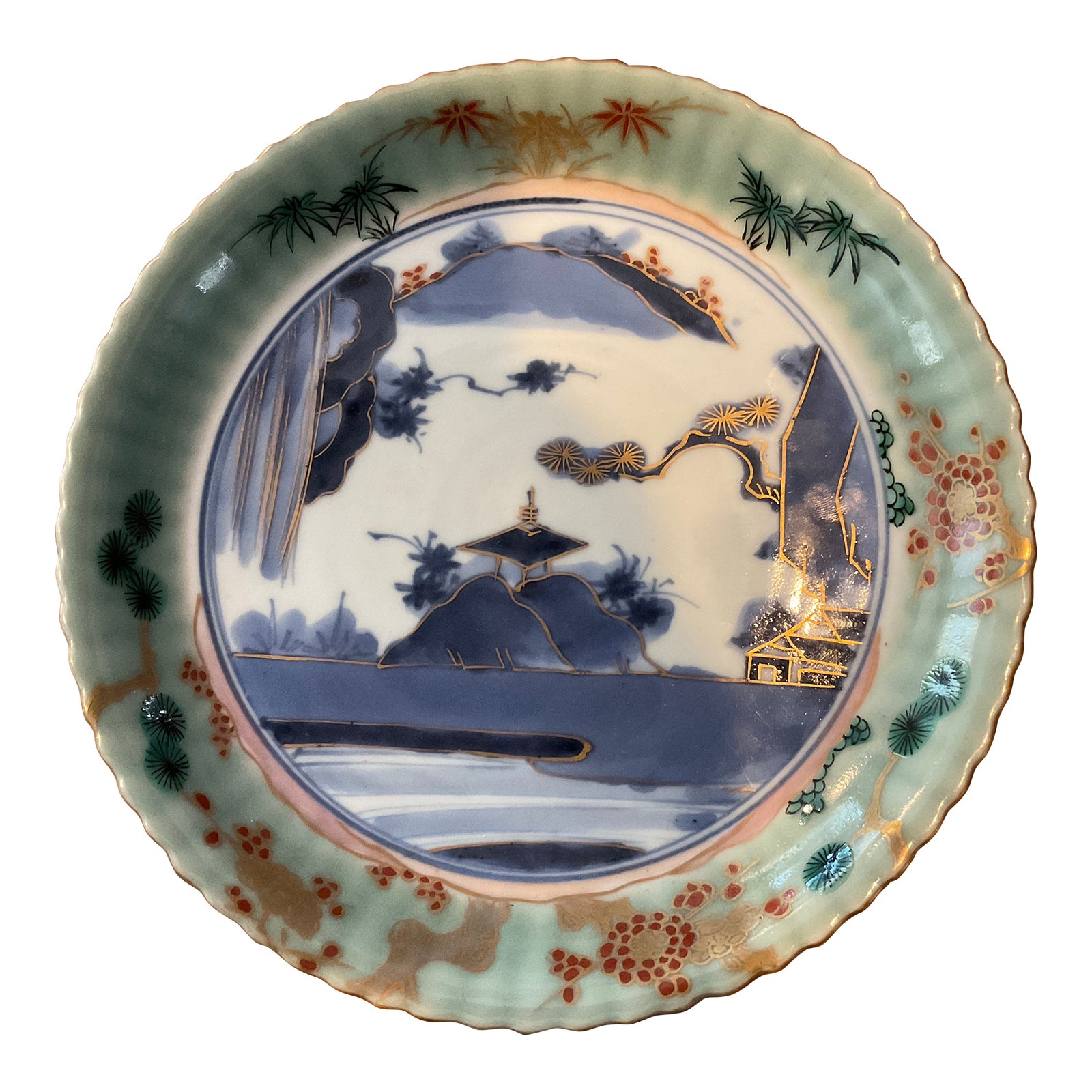 Antique Ko Imari Landscape and Chestnut Pattern Celadon Plate Circa ...