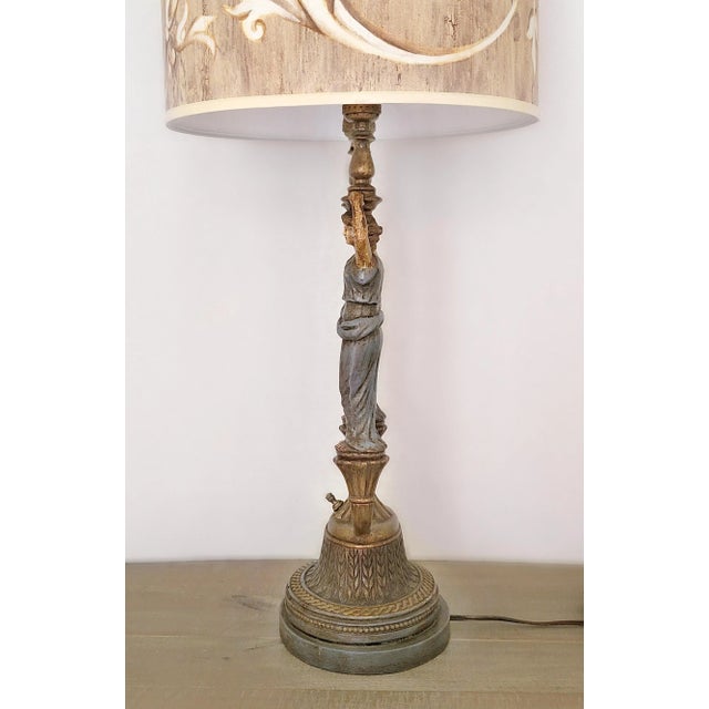 Mid-Century Regency Roman Goddess Candelabra Statue Table Lamp by ...