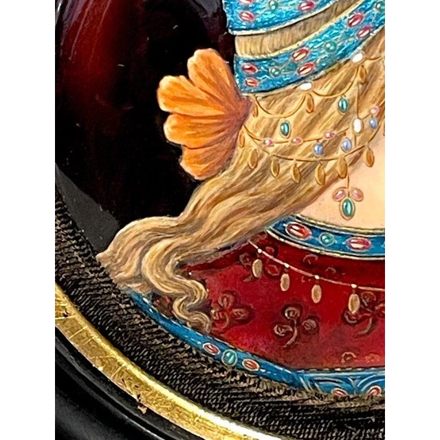 Early 20th Century Limoges Enamel Portrait of a Floral Kokoshnik Beauty | Chairish
