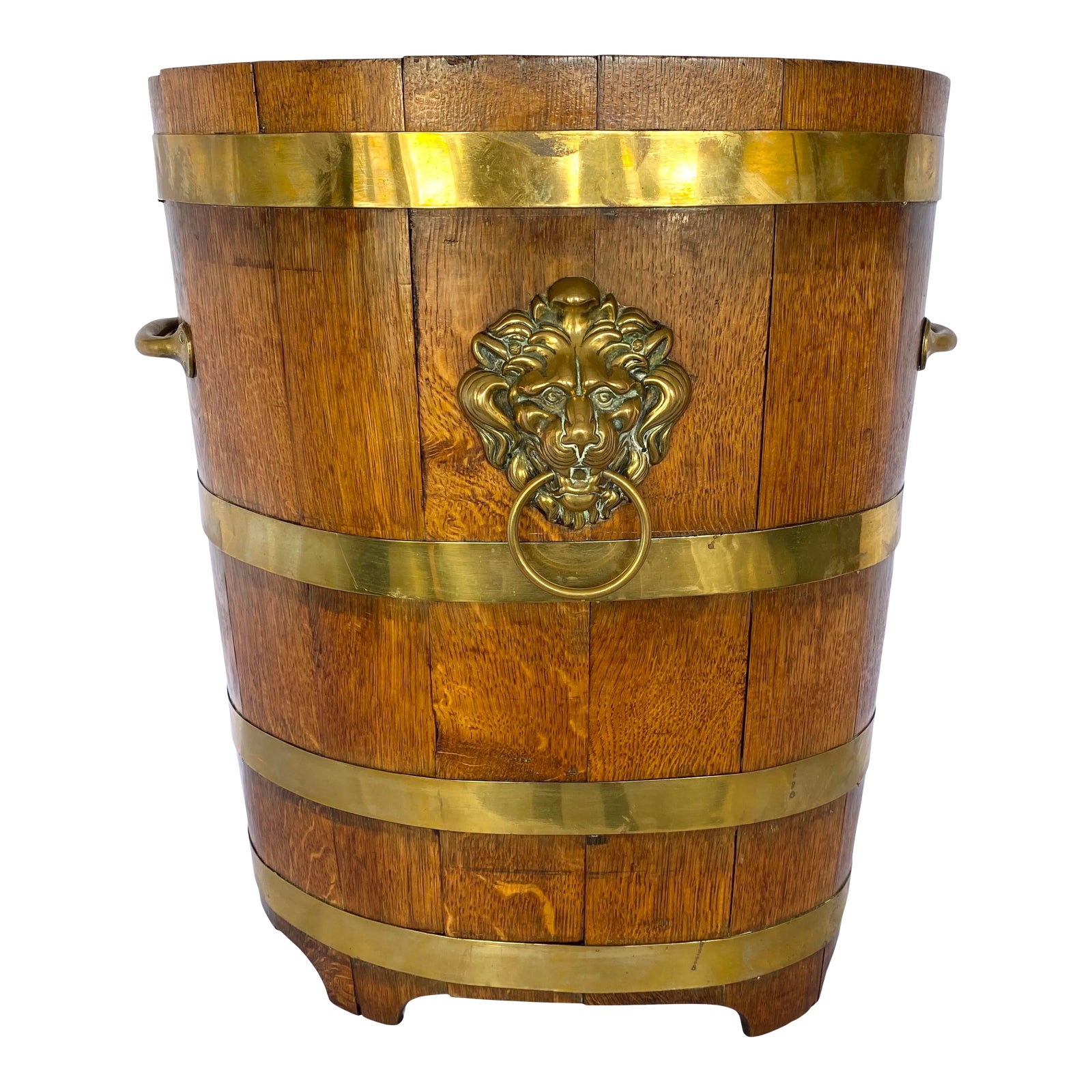 Late 19th Century English Oak Barrel With Brass Bands | Chairish
