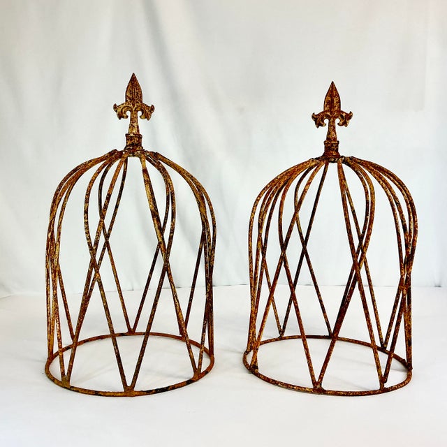 1960s Vintage French Art Deco Fleur De Lis Garden Topiary Trellises - A ...