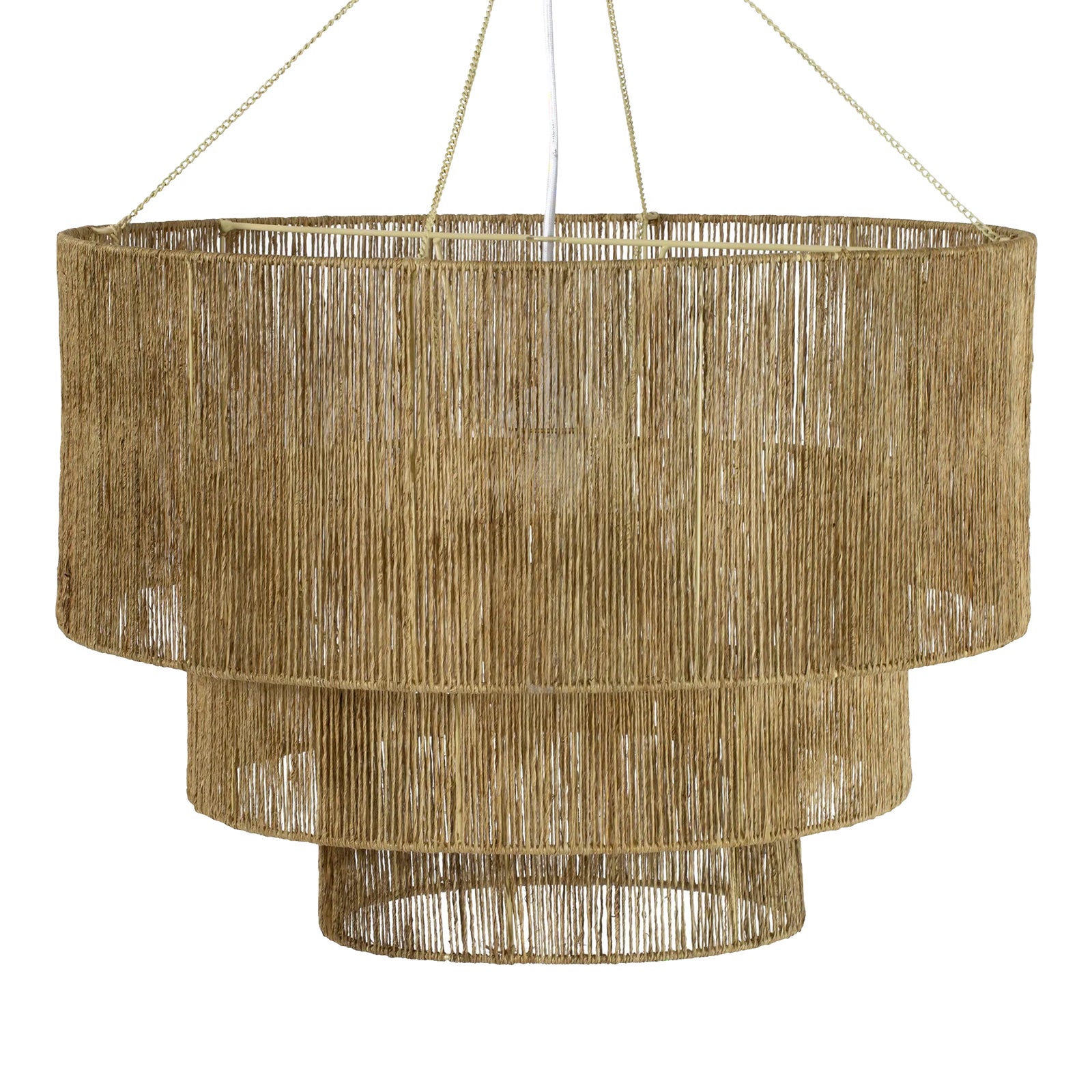3 Tier Jute Chandelier in Natural | Chairish