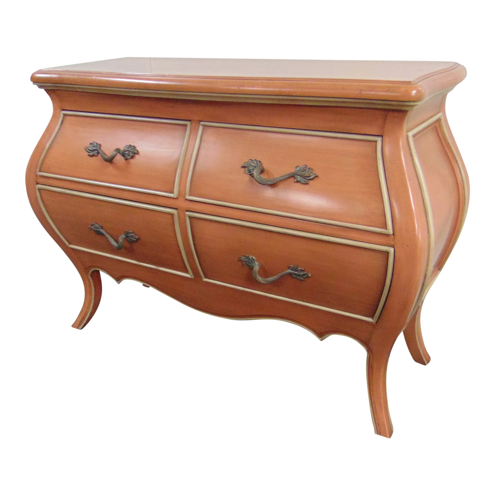 Louis XV Style Orange & Cream Lacquered Commode | Chairish