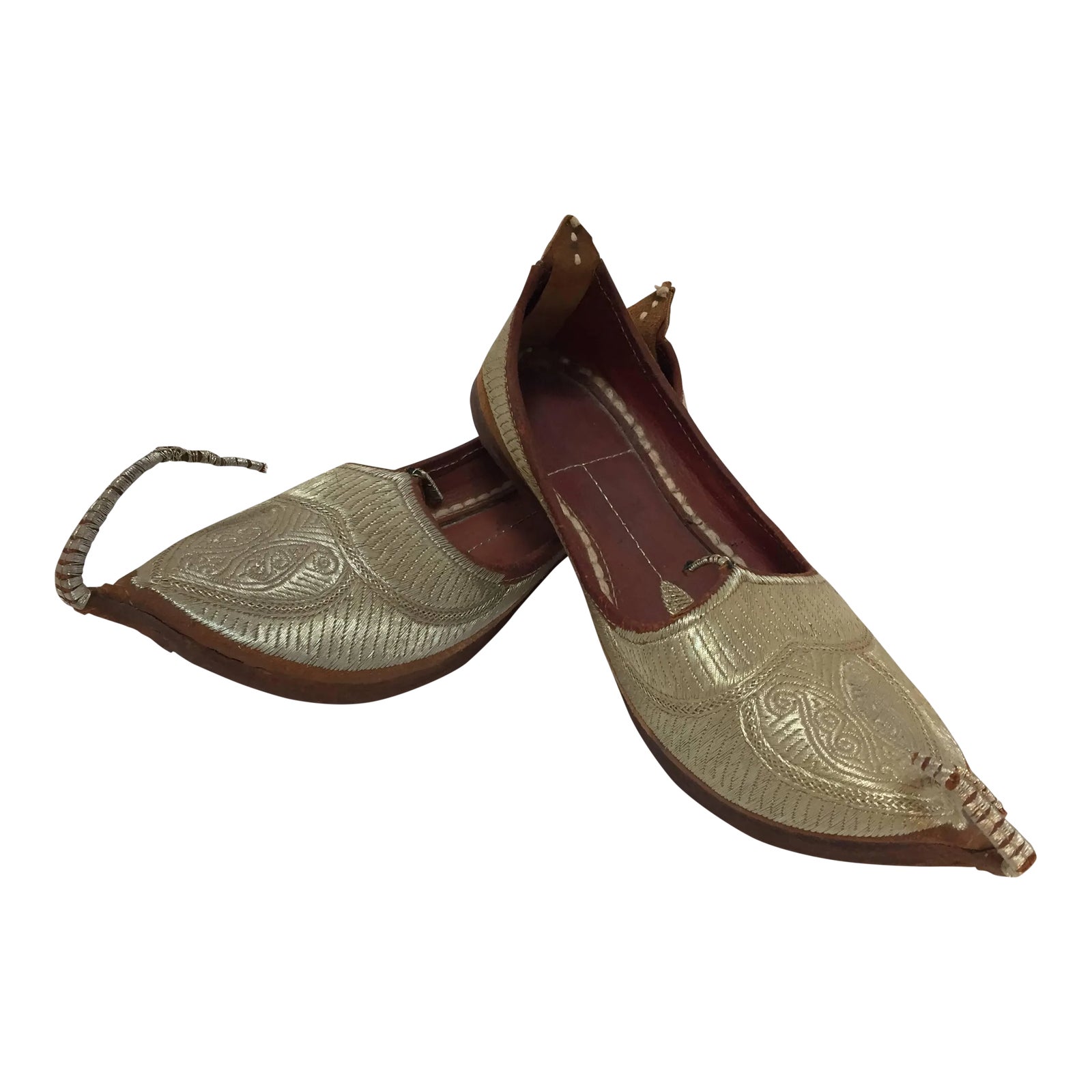 Middle Eastern Arabian Turkish Leather Shoes With Gold Embroidered ...