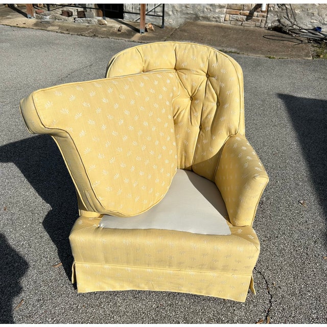 Vintage Yellow Tufted Swivel Rocker With Removable Seat Cushion | Chairish