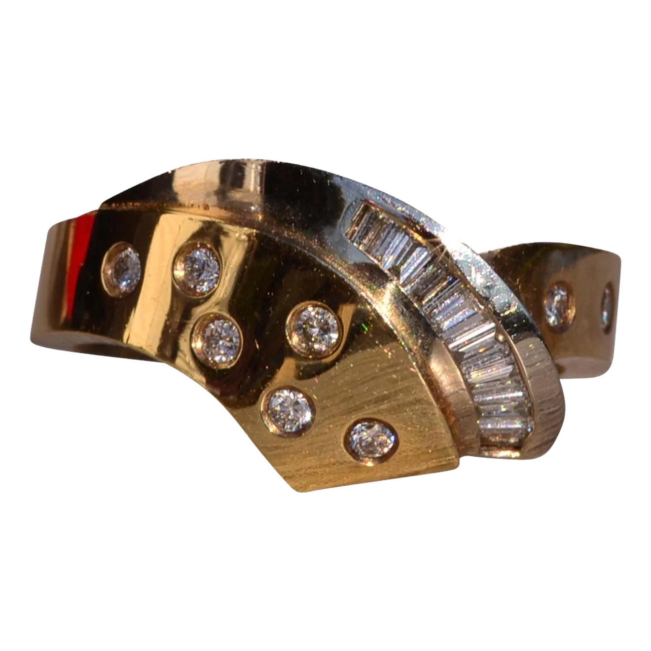 Rue Crémieux: Modern Handmade Two Tone Natural Diamond Ring | Chairish