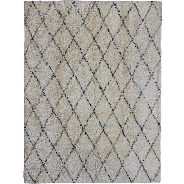 Vintage Cream and Brown/Black Moroccan Rug-9'4 X 12'0 | Chairish