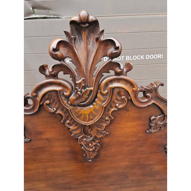 Ralph Lauren Renaissance Revival Style Carved Mahogany Queen Bed | Chairish