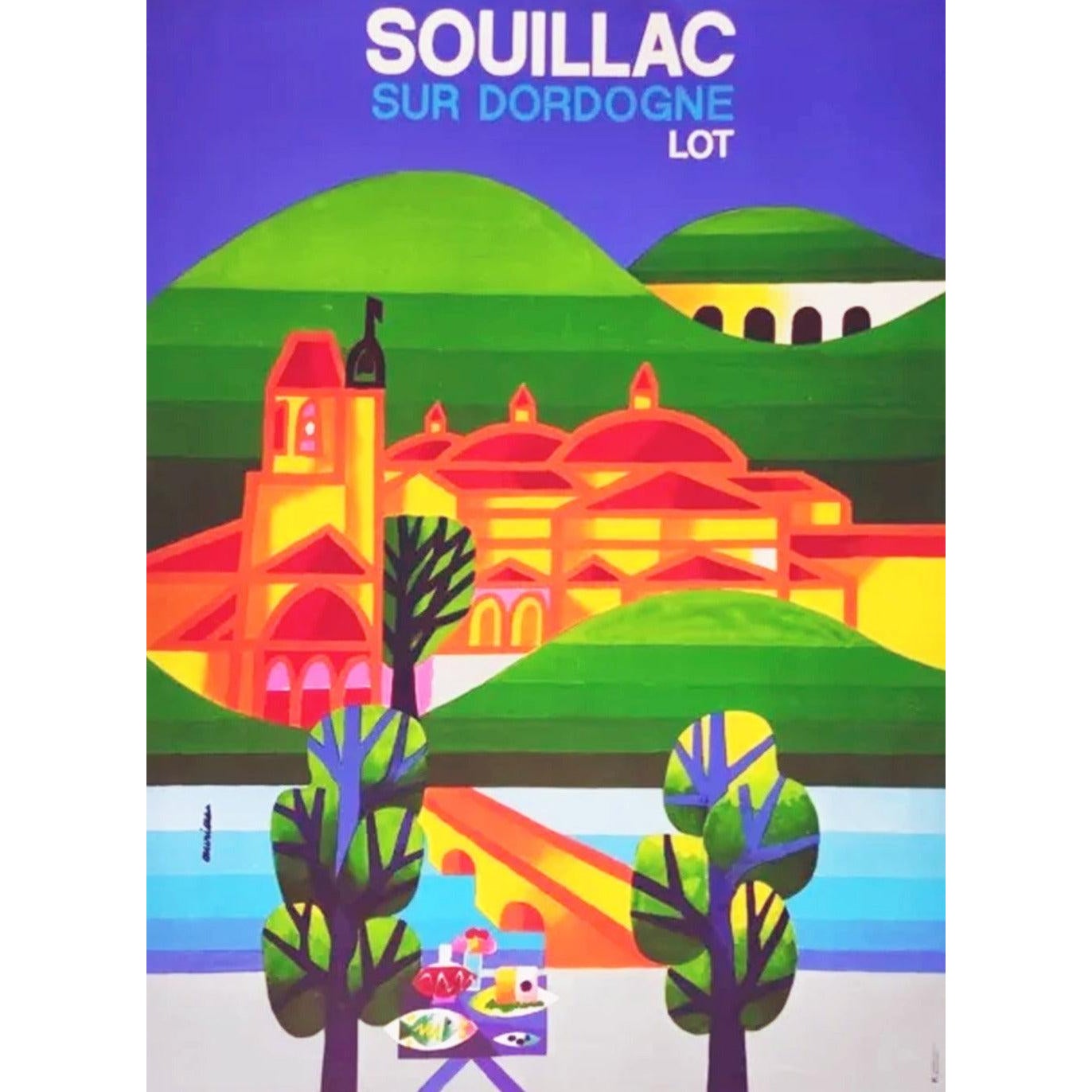 1985 Souillac Sur Dordogne Lot Poster | Chairish