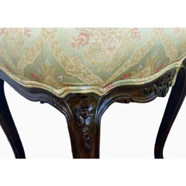 1930s Louis XV Style Cane Back Dining Chairs With Green Brocade ...