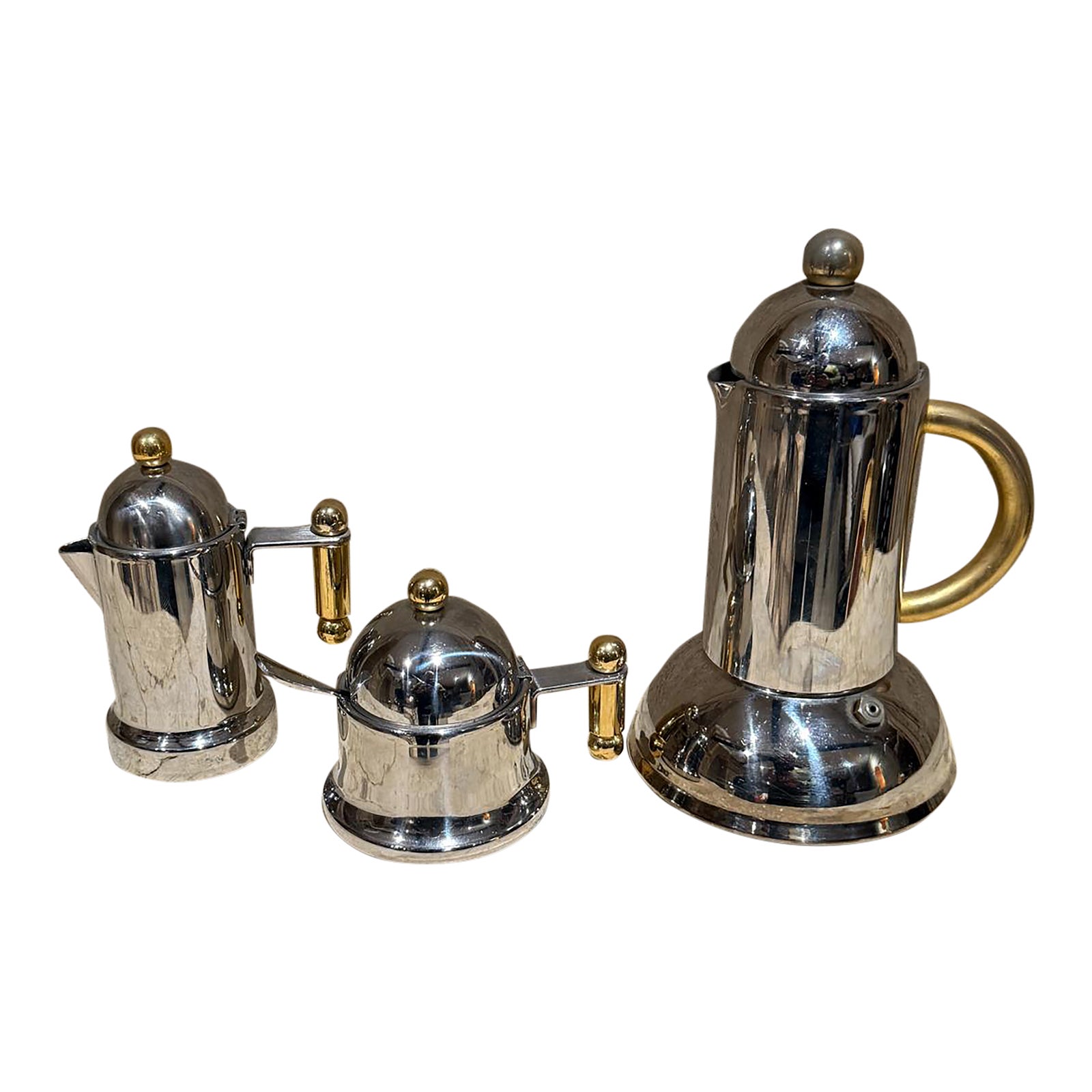 1980s Inoxpran Italian Coffee Moka Pot Creamer Sugar Set | Chairish