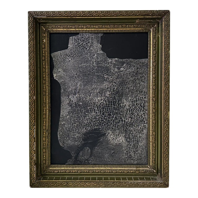 "Rhino" Black Abstract Painting in Antique Frame, Transitional Wall Art ...