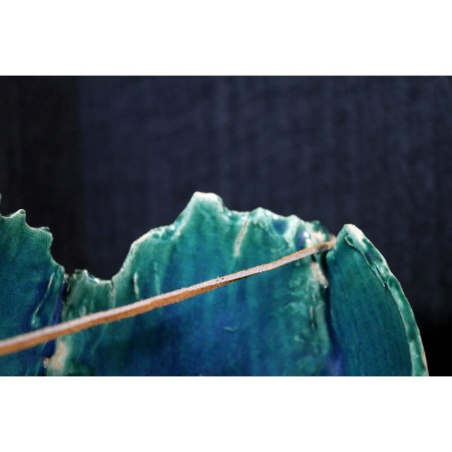 Mid Century Modern Ceramic Green Biomorphic Shell Design on Metal ...