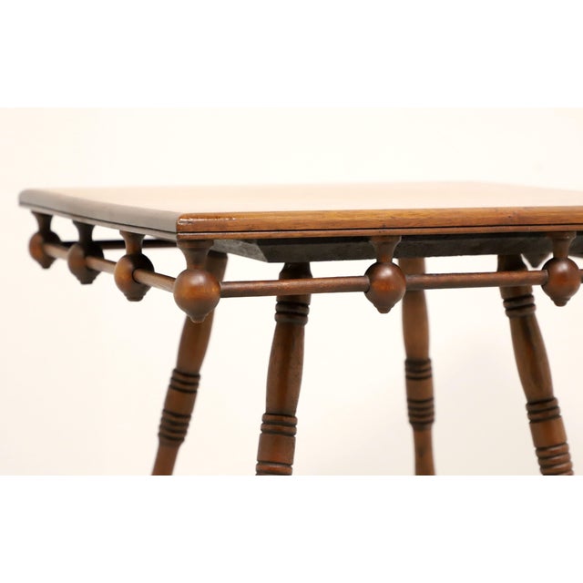 Antique Walnut Victorian Square Turned Leg Side Table | Chairish