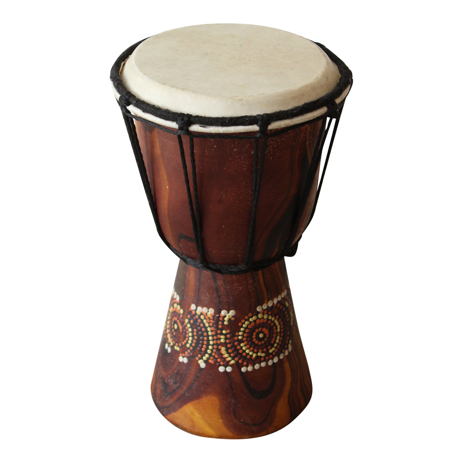 Vintage Hand Carved Wooden Bongo/Percussion Drum Black Rope, Leather ...
