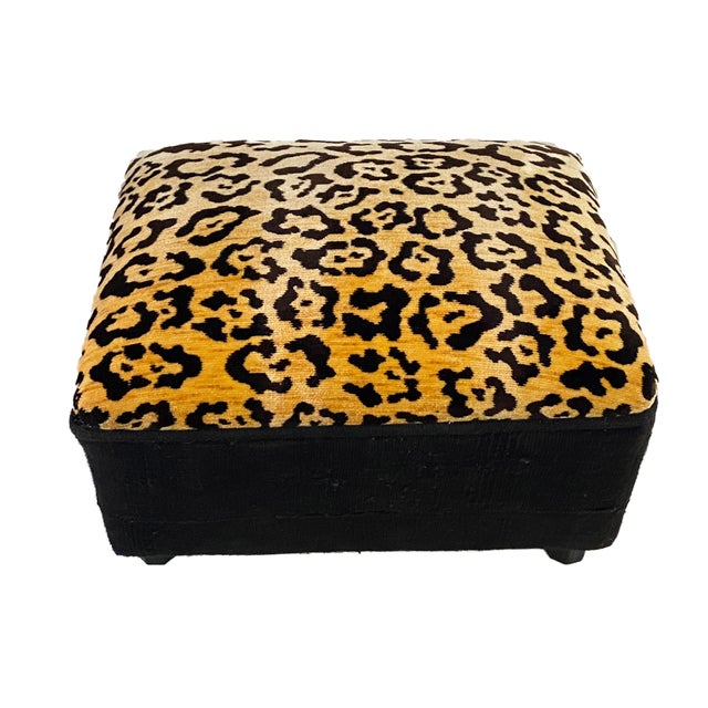 Custom Made Velvet Animal Print Ottoman/Footstool | Chairish
