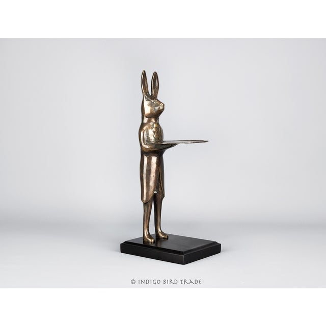Vintage Brass Rabbit Butler in Tuxedo With Display Tray | Chairish