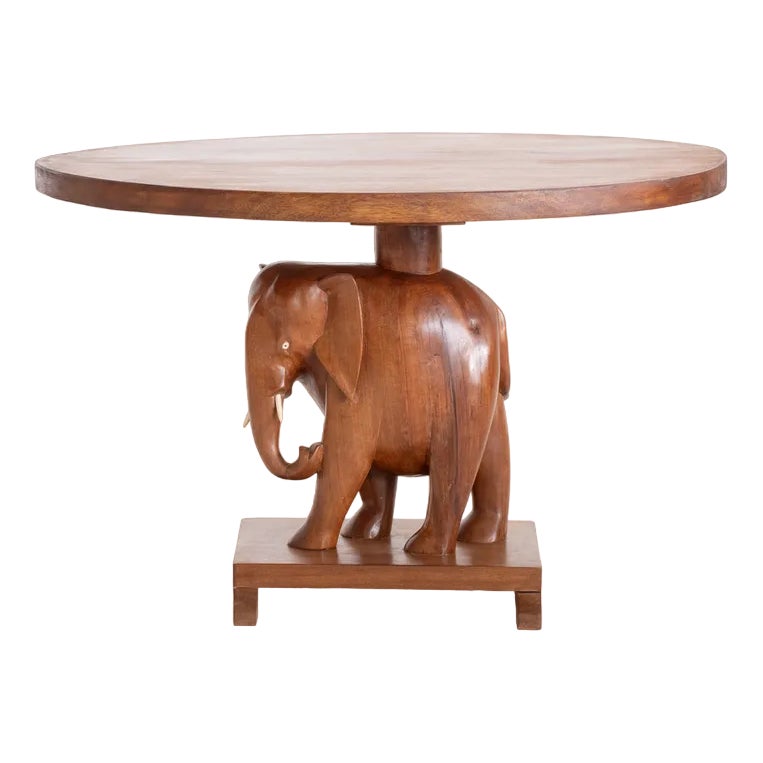 Teak Elephant Side Table, 1950s | Chairish