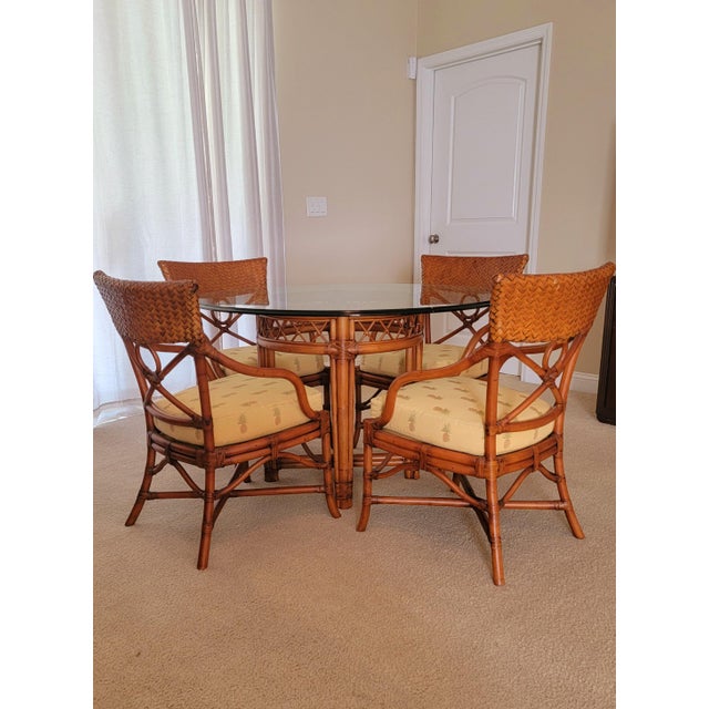 Ficks Reed Bamboo Rattan Five Piece Dining Set of 5 | Chairish