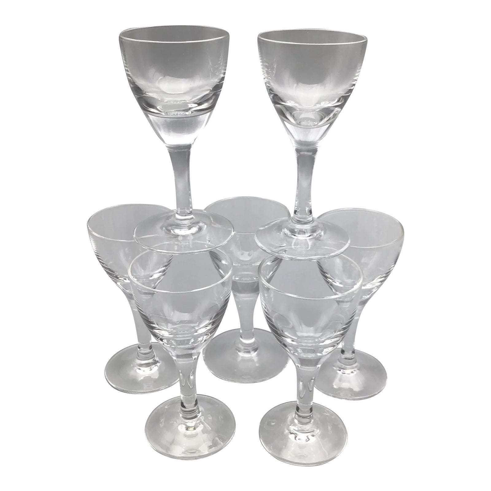 Vintage Crystal Hand Blown Aperitif Glasses-Set of 7 | Chairish