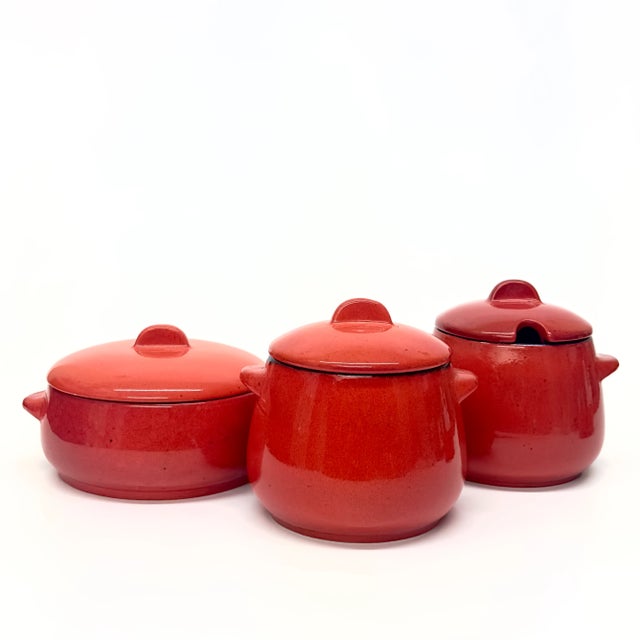 Mid Century Red Pottery Dinner Set by Gerz West Germany - Place ...