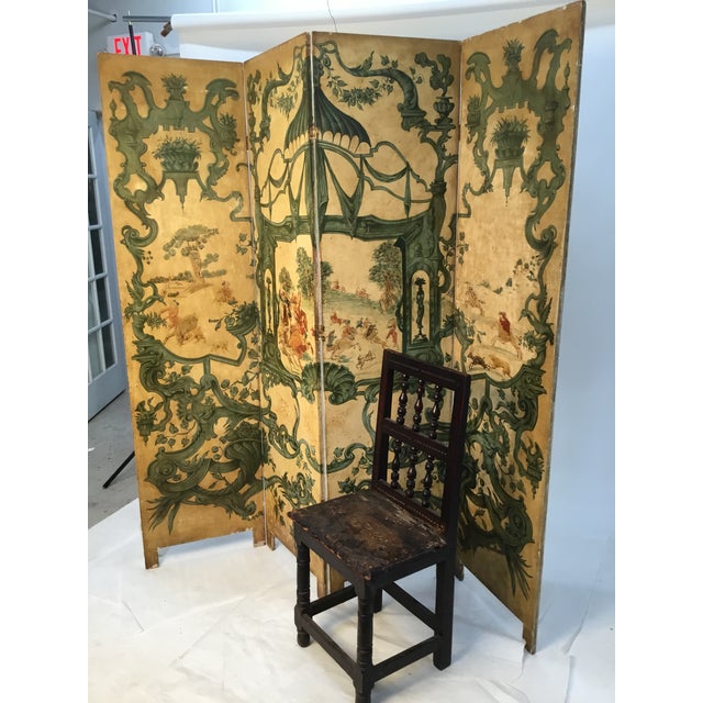 19th Century European Hand Painted Dressing Screen | Chairish