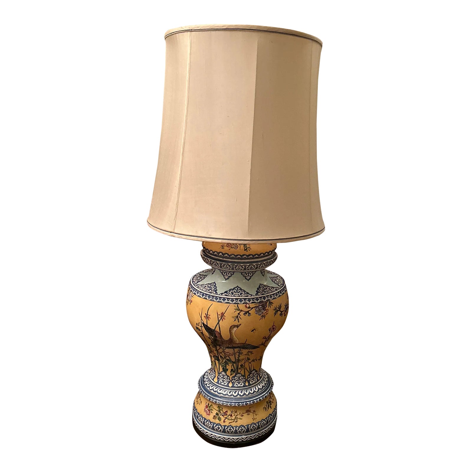 1940s Glazed Ceramic Huge Chinese Lamp | Chairish