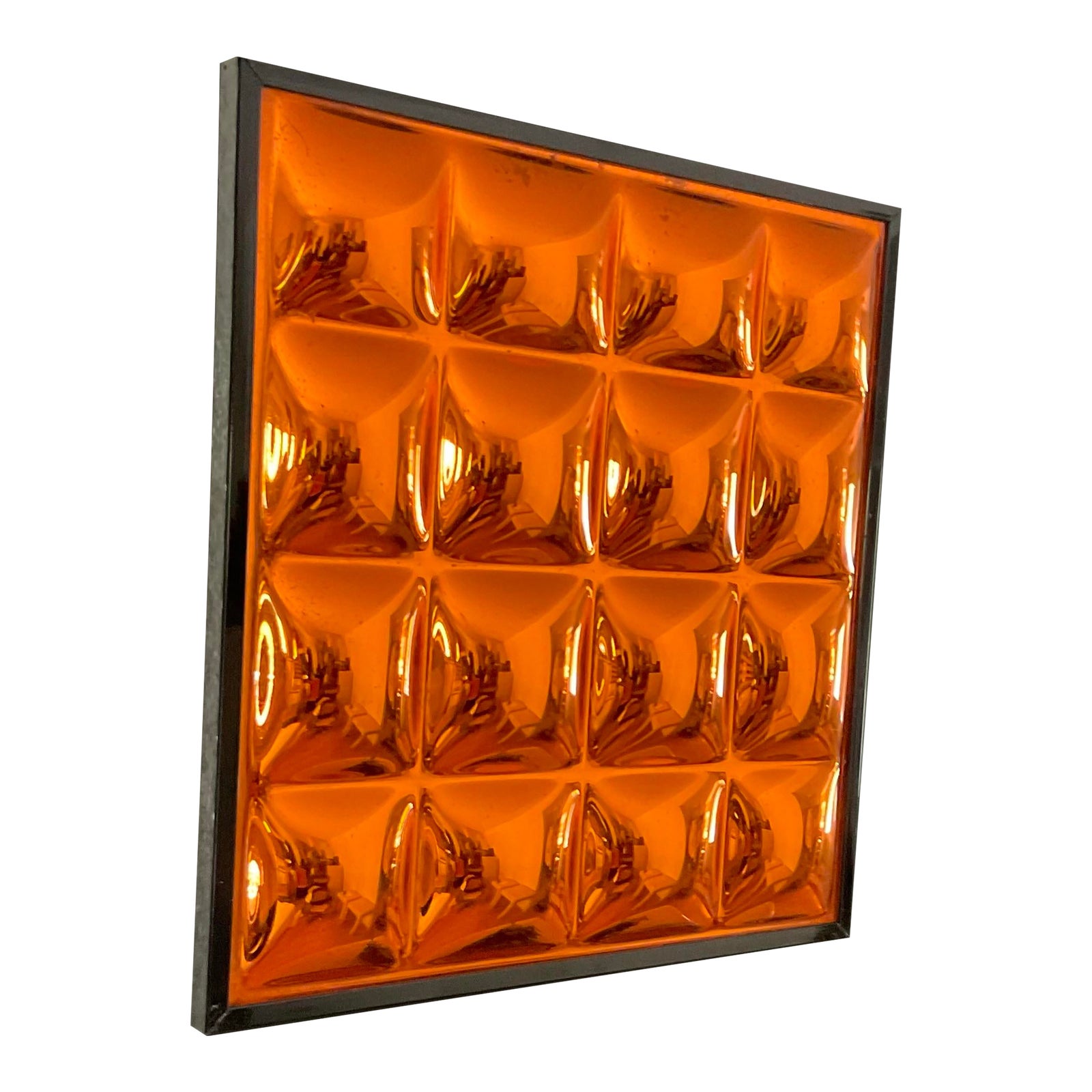 70’s Pop Art Framed Bubble Plexiglass Panel Mirror Orange Mid-Century ...