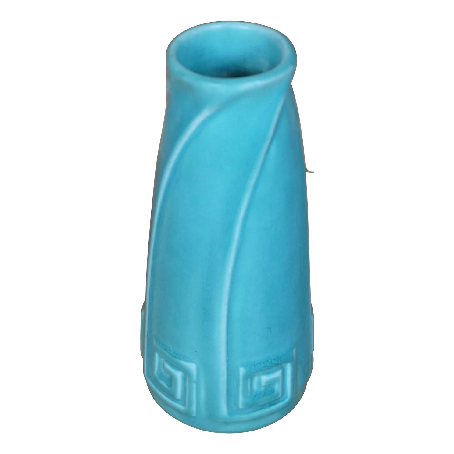 1930 Rookwood 2135 Turquoise Greek Key 50 Year Anniversary Vase | Chairish