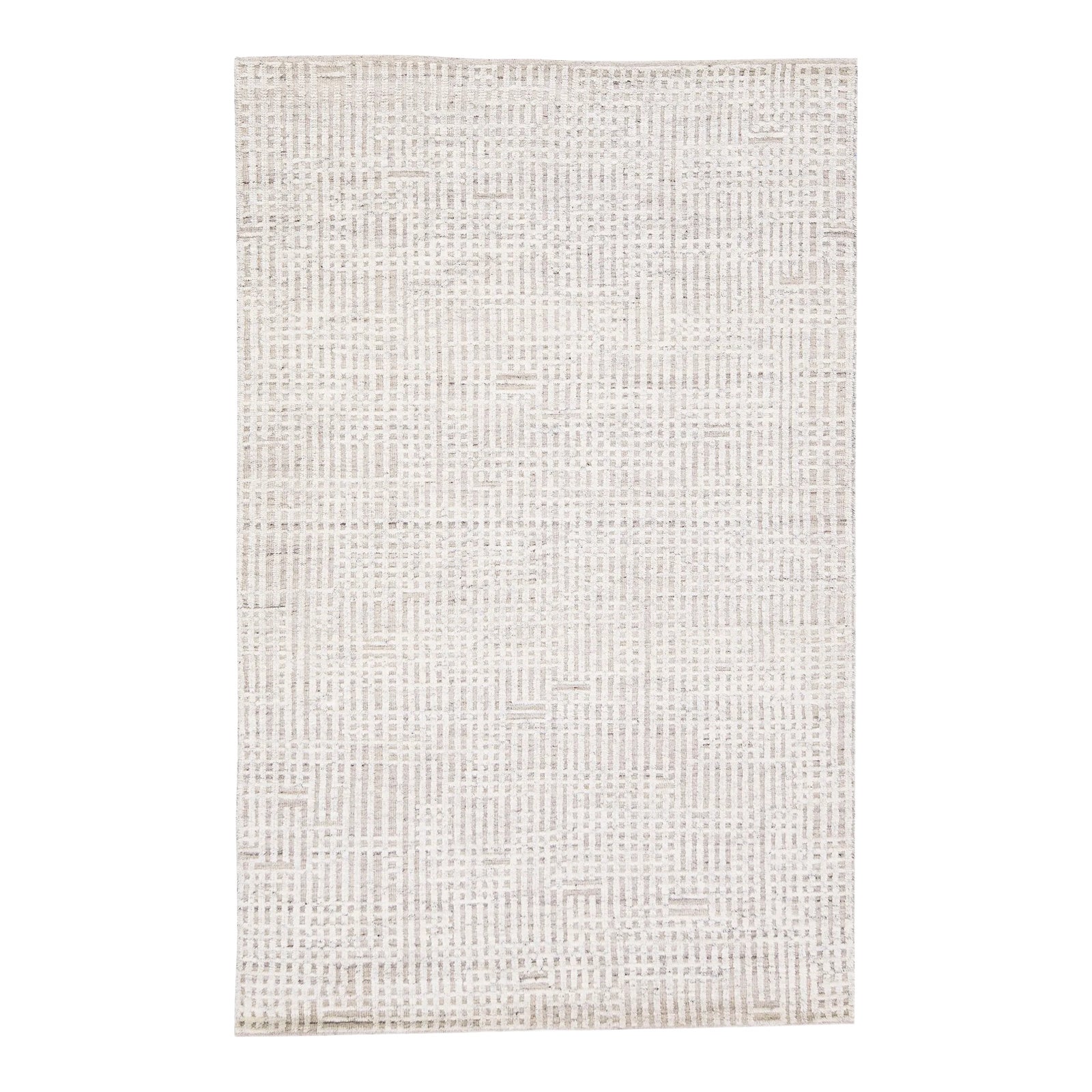 2010s Modern Geometric Moroccan Style Scatter Wool Rug With Ivory Field ...