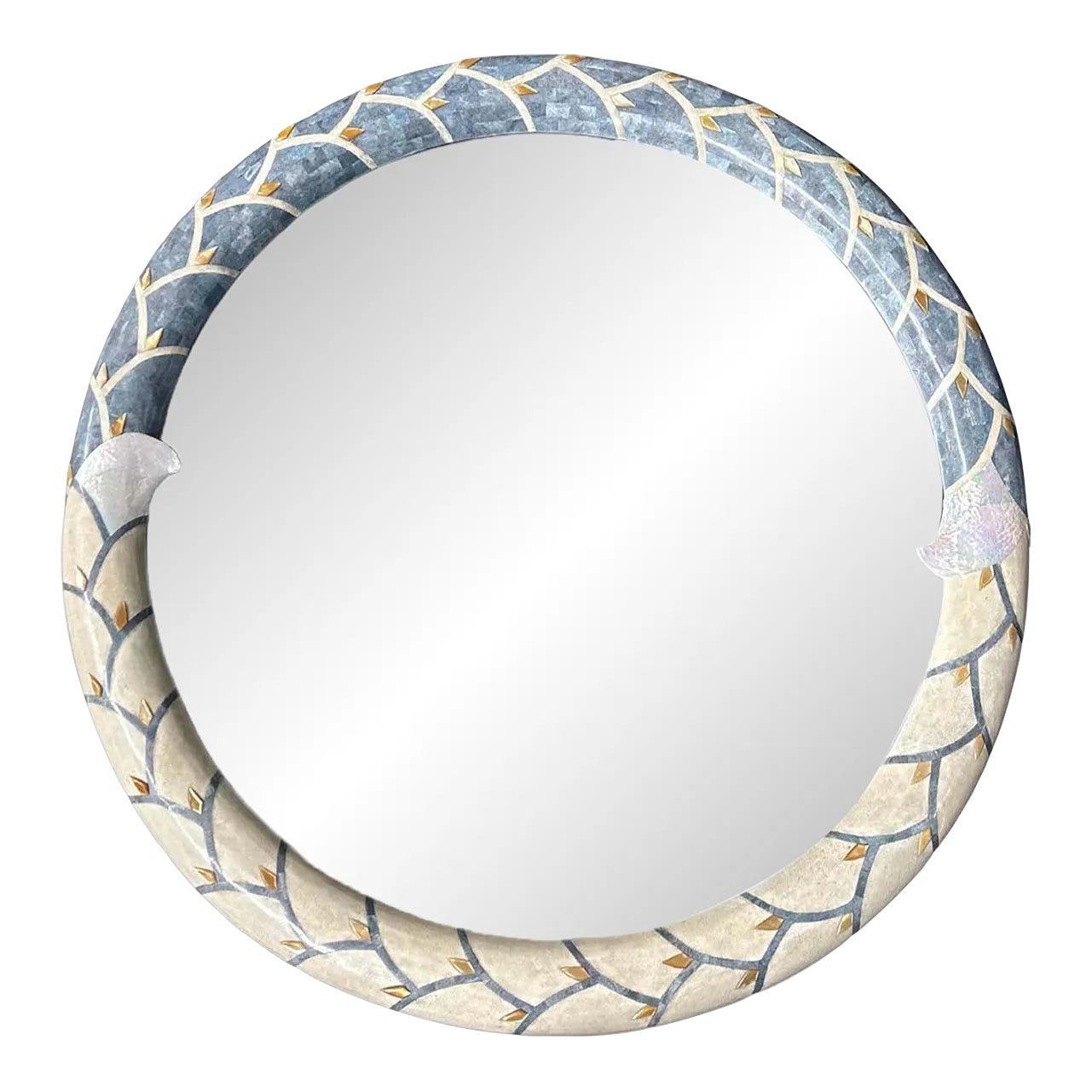 Oversized Vintage Shagreen & Mother of Pearl Mirror by Muramasa Kudo ...