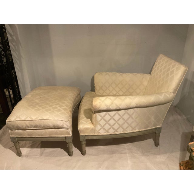 French Louis XVI Lounge Chair And Ottoman | Chairish