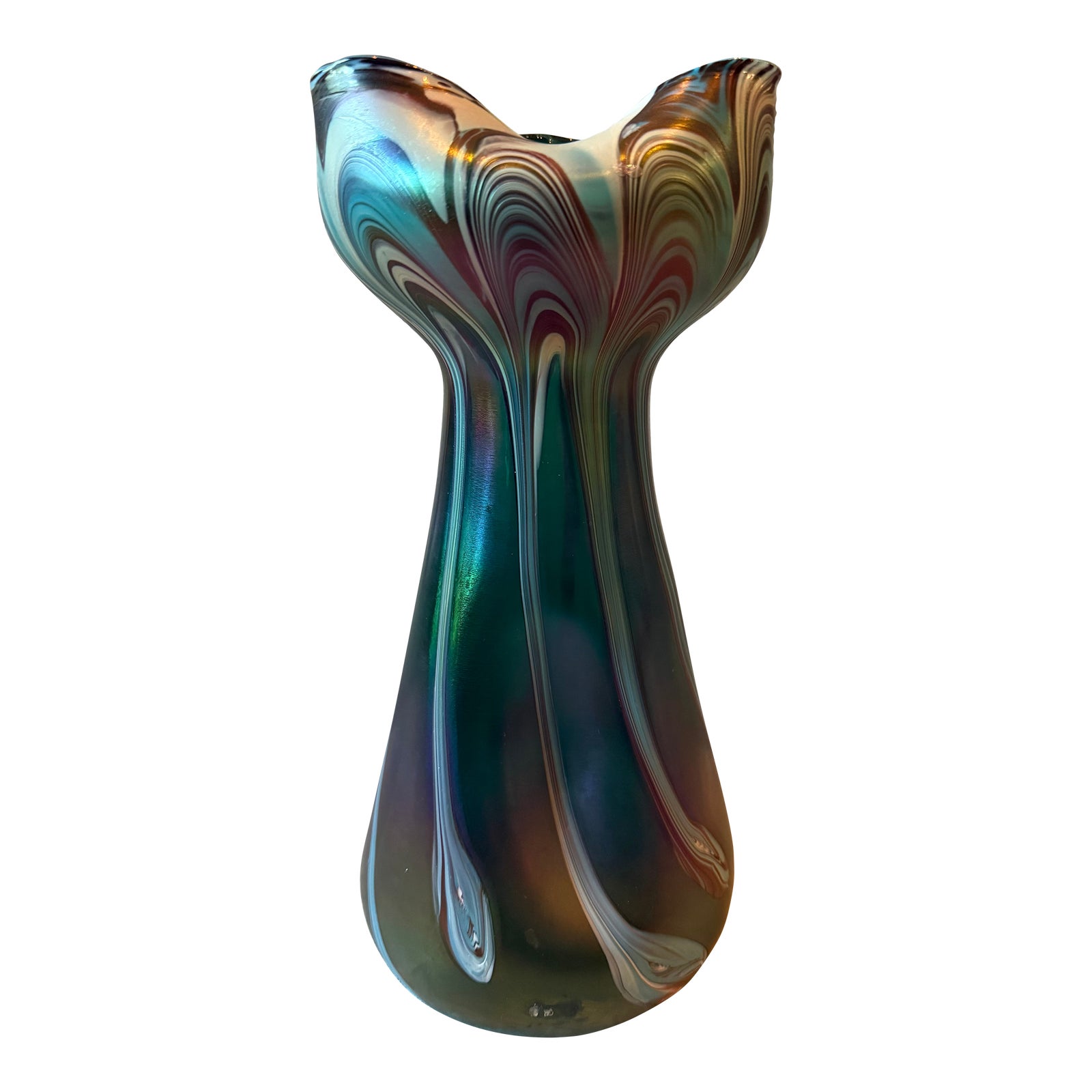 1900s Josef Rindskopf Bohemian Art Nouveau Pulled Feather Iridescent ...