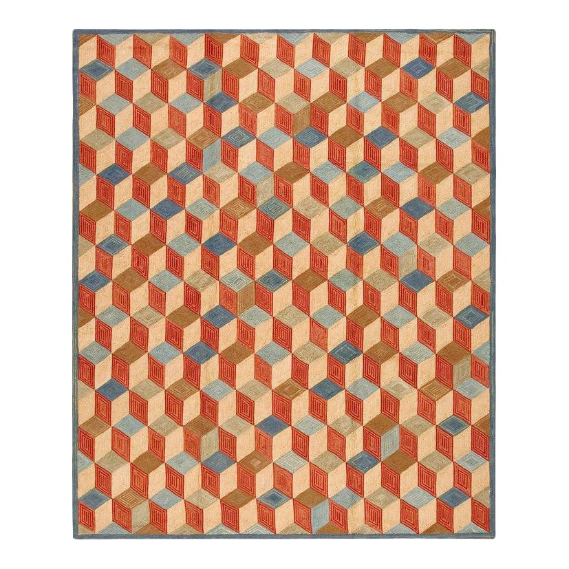 Contemporary Red Hooked Rug | Chairish