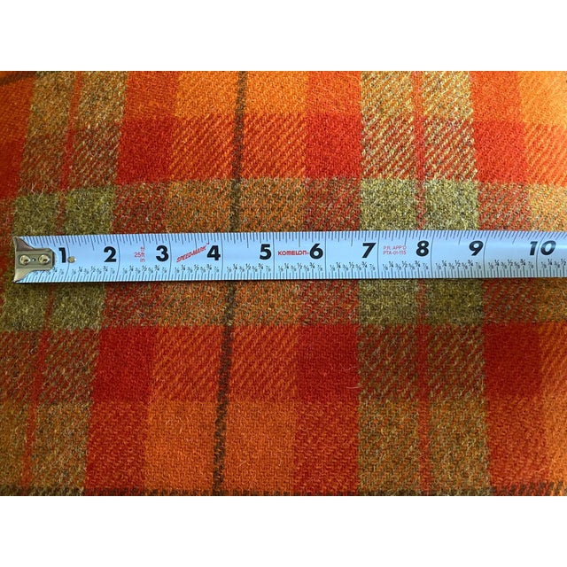 Harris Tweed Orange Check Fabric Square Pillow | Chairish