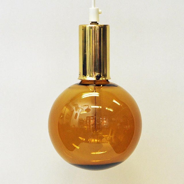 Scandinavian Amber Colored Glass Dome Pendant Lamp, 1970s | Chairish
