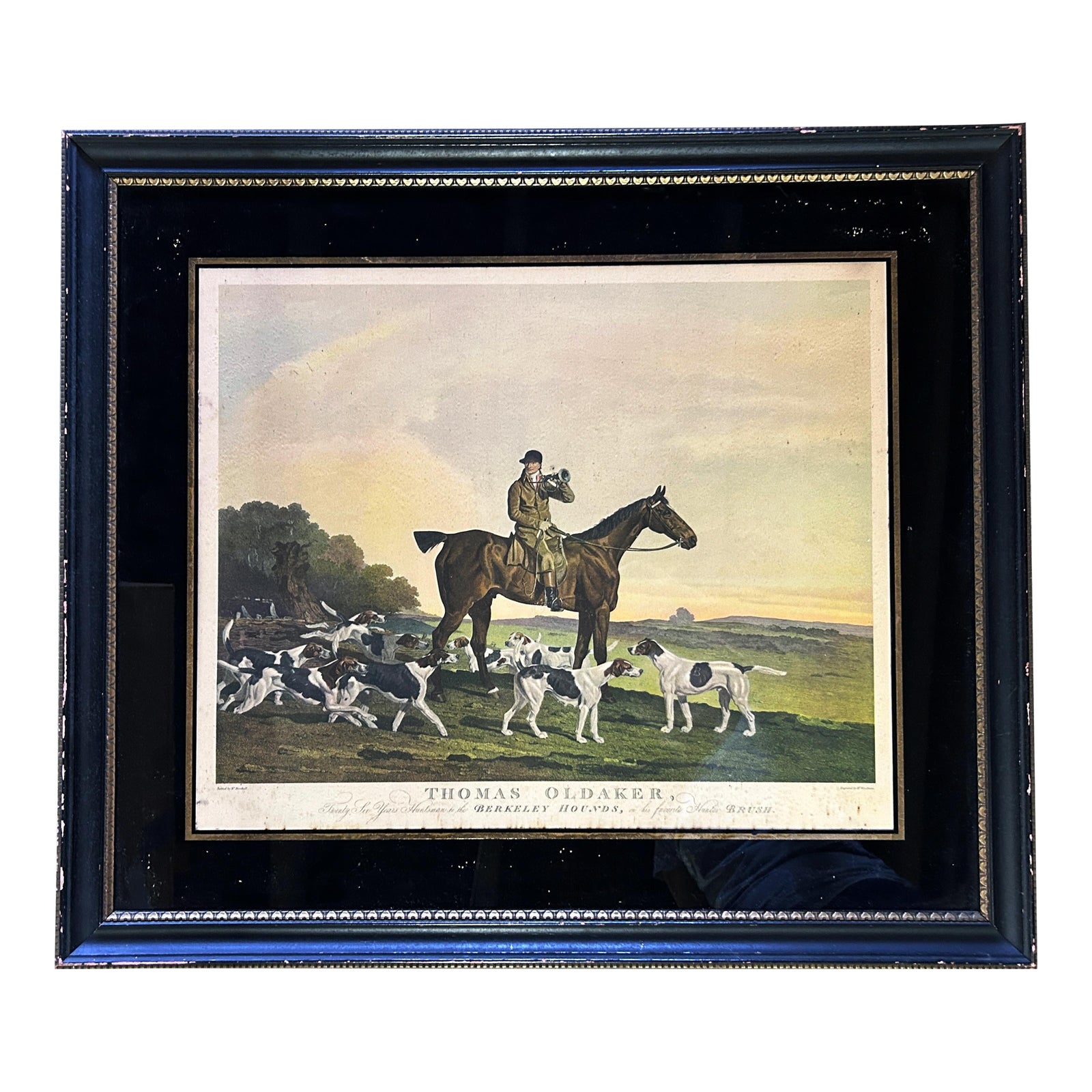 1940s Antique British School Horse Huntsman Portrait "Thomas Oldaker ...