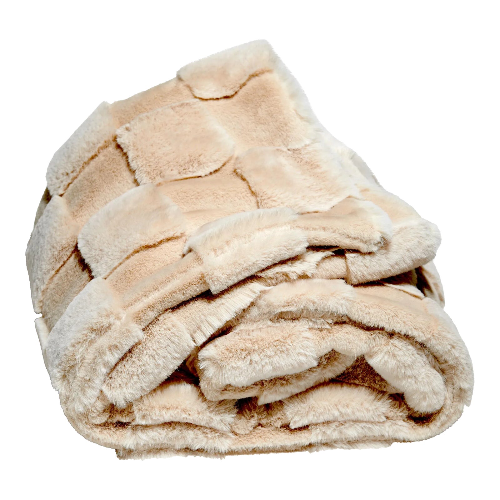 Contemporary Beige & Ivory Faux Fur Minky Throw (60" X 84") | Chairish