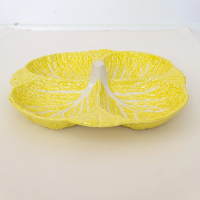 Yellow Cabbage Majolica Hors d'Oeuvres Divided Serving Dish | Portugal ...