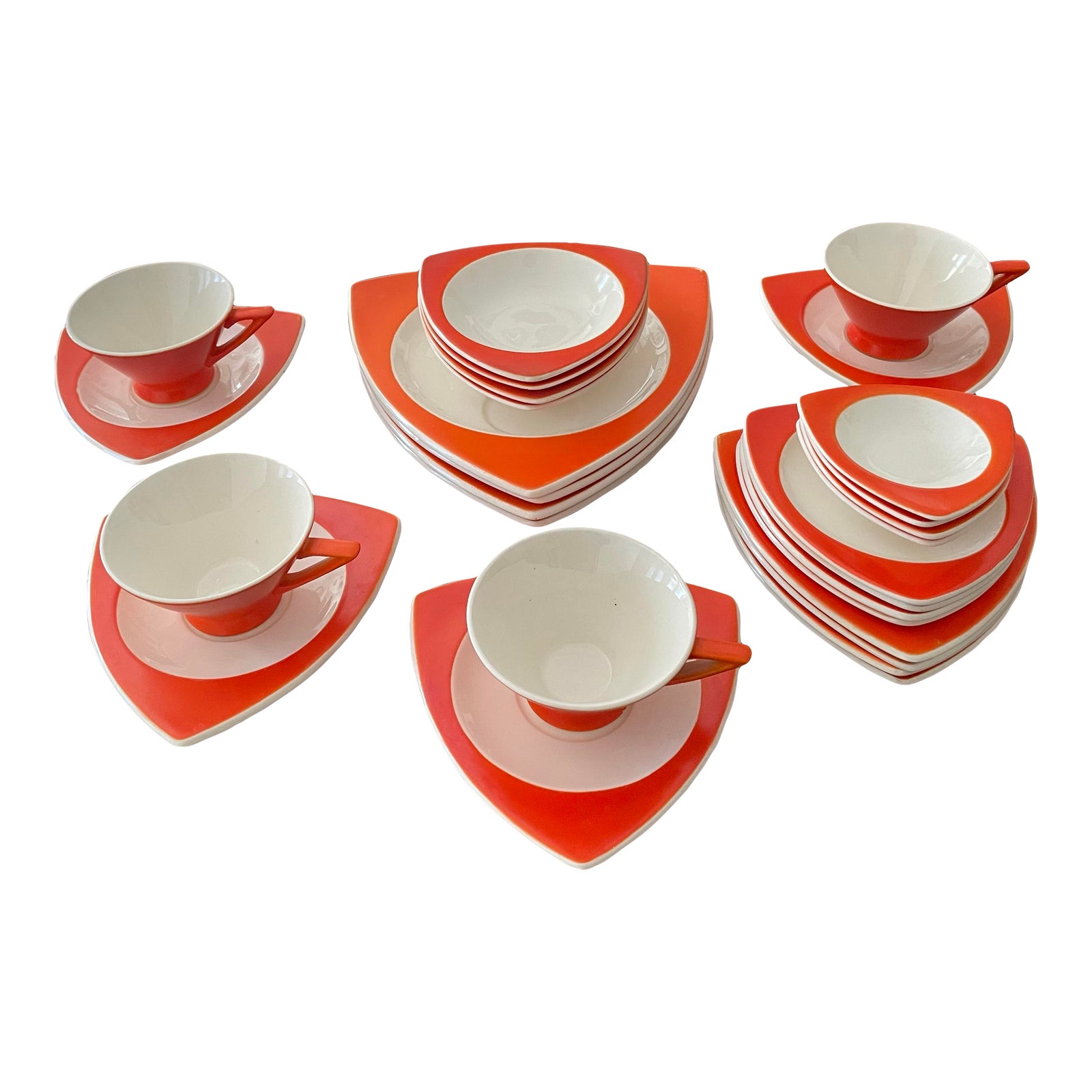 1920s Art Deco Salem Tricorne Streamline Mandarin Orange Dinnerware ...