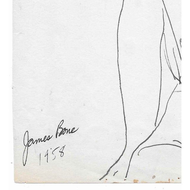 1958 James Bone Mid-Century Modern Female Figure Drawing | Chairish