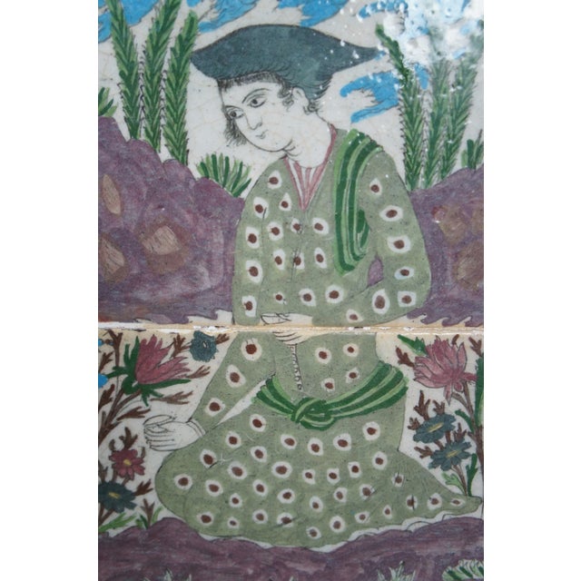 Antique Persian Qajar Dynasty Ceramic Polychrome Framed Mosaic Tile ...