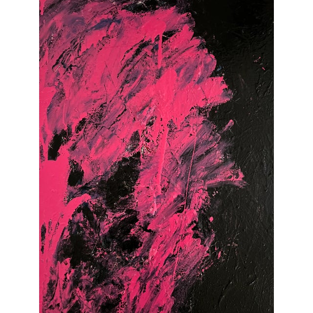Large Original Pink and Black Abstract Oil Painting by Norman Liebman ...