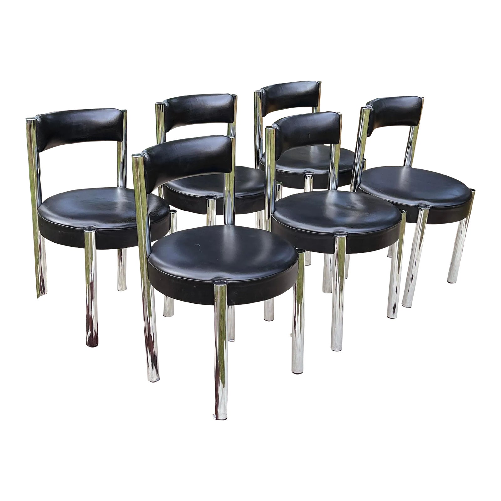 1960s Chrome and Black Leather Trix and Robert Haussmann Custom Chairs ...